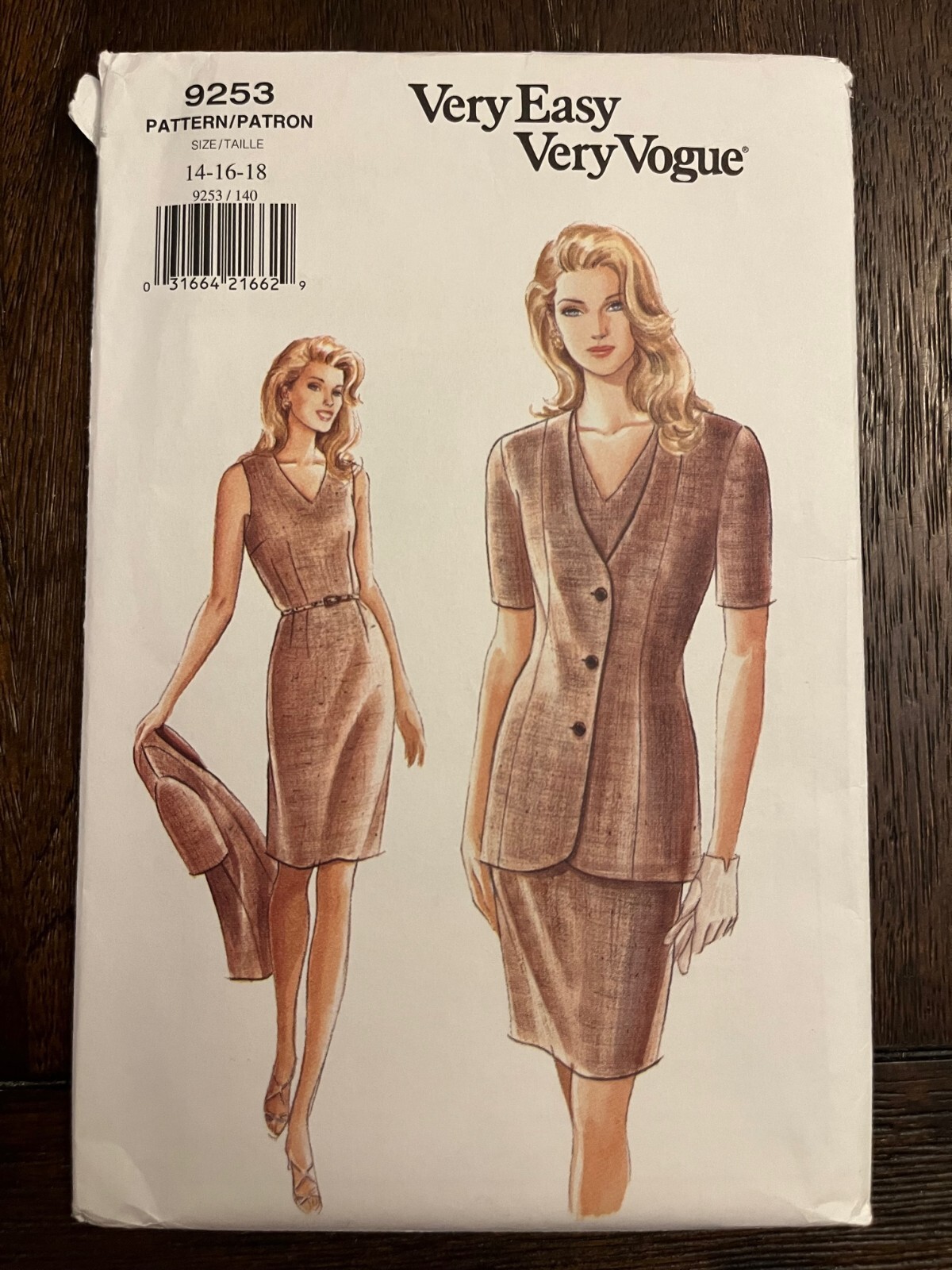 Vogue 9253 UNCUT Sewing Pattern, Misses' Jacket & Dress, Size 14-16-18 ...