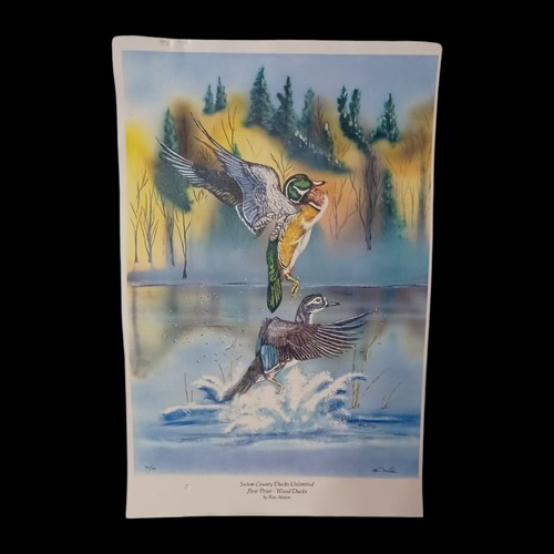 Signed Ducks Unlimited Print Wood Ducks Ken Mullen 36/90 Unframed Salem ...