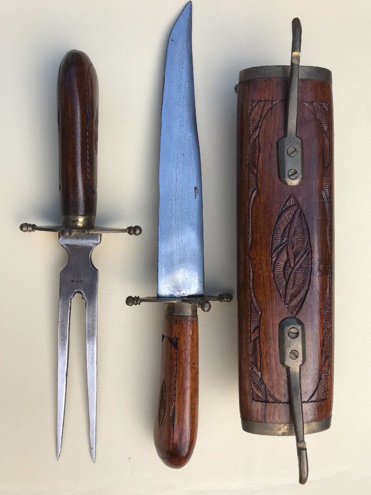 Vintage India Carving Set in Hardwood Case. Excellent Condition! | eBay