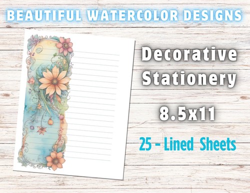 WHIMSY -25 Sheets Watercolor Design Decorative Paper Letter Writing ...