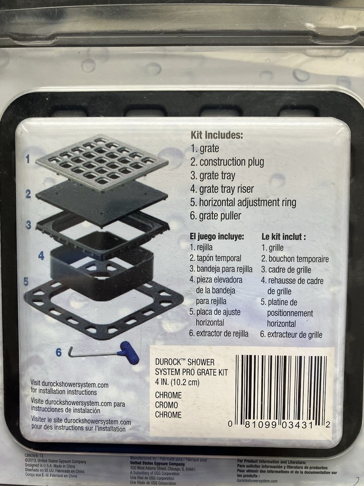 USG Durock Shower System- Pro Series Grate- 4" Professional Grate ...