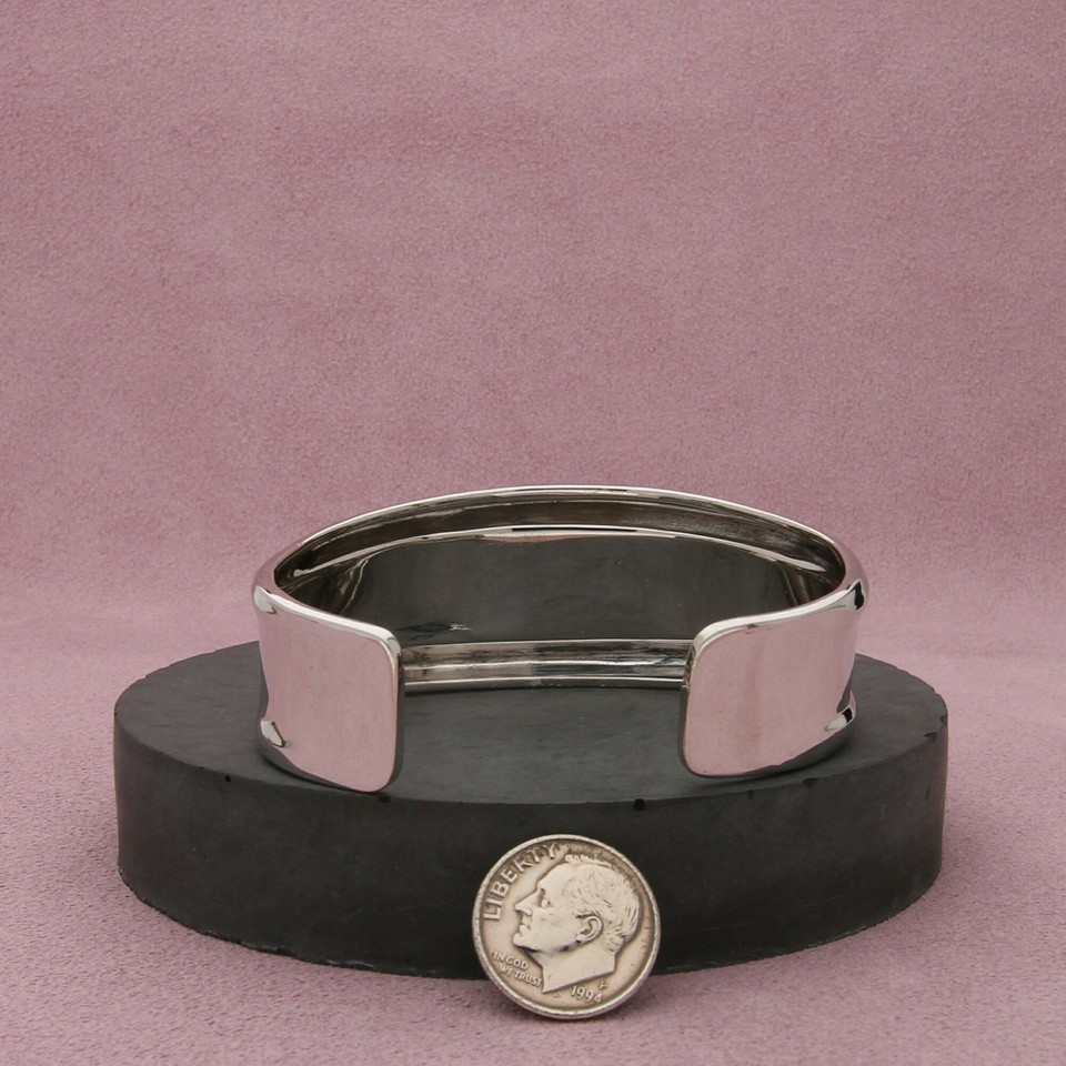 sterling silver wide beveled cuff bracelet size 7in | eBay