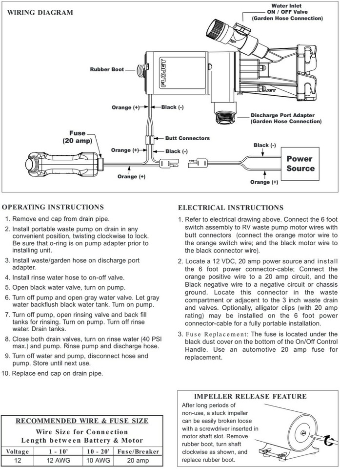 Flojet 18555000A Portable RV Waste Water Pump 12V DC 18555000 W ...
