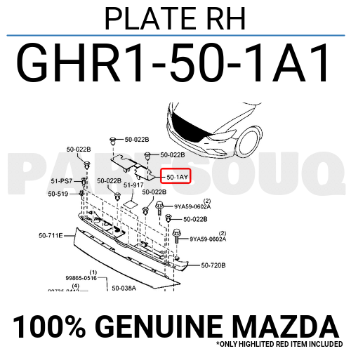 GHR1501A1 Genuine Mazda PLATE RH GHR1-50-1A1 | eBay