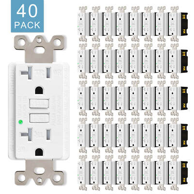 GFCI 20A Tamper-Resistant Outlet Ground Fault Receptacle White w/Wall ...