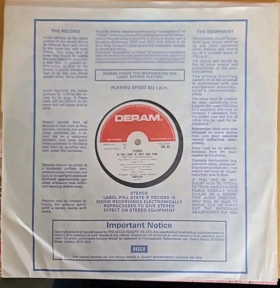 CARAVAN-IN THE LAND OF GREY & PINK-ORIGINAL UK ISSUE LP ON DERAM ...