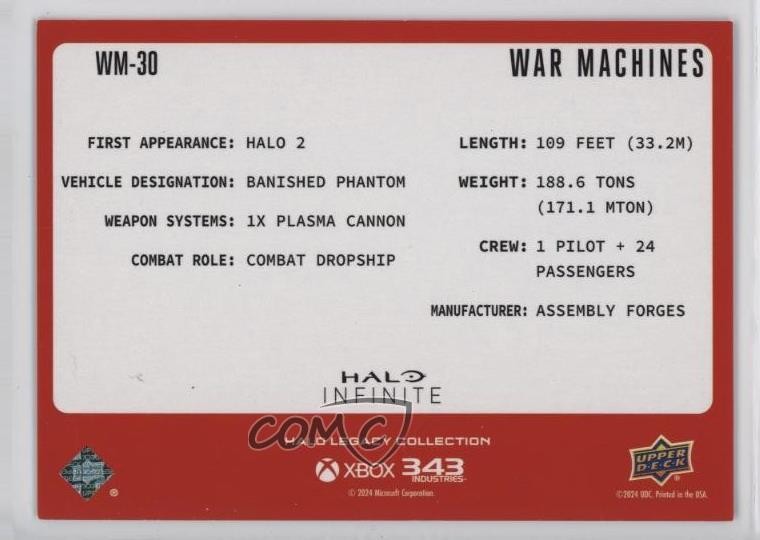 2024 Halo Legacy Collection War Machines Rampant /117 Banished Phantom ...