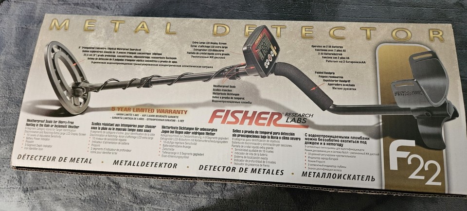 Fisher Research Labs F22 Metal Detector New Sealed In Box Weatherproof ...