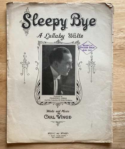 Vintage 1925 Sheet Music "Sleepy Bye" By Carl Winge | eBay