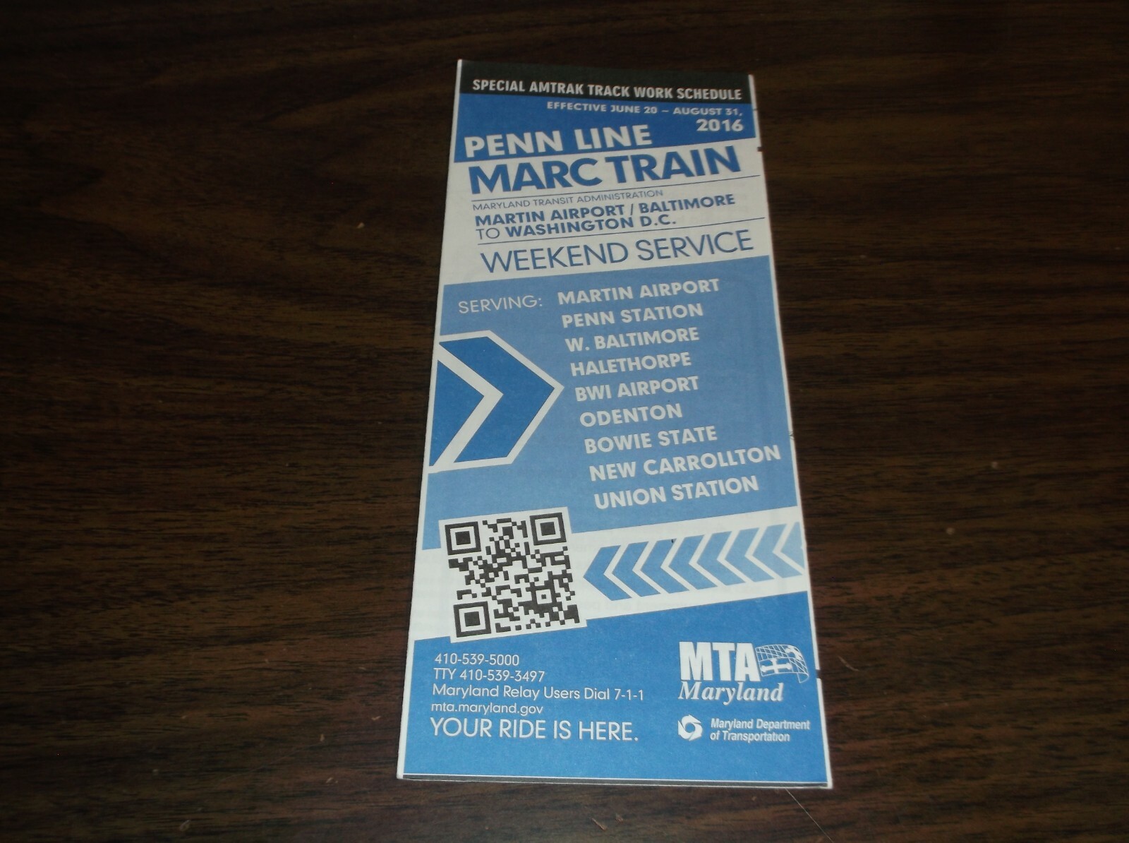 JUNE 2016 MARC PENN LINE PUBLIC TIMETABLE | eBay