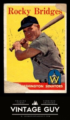 1958 Topps #274 Rocky Bridges Vintage Washington Senators Baseball Card ...