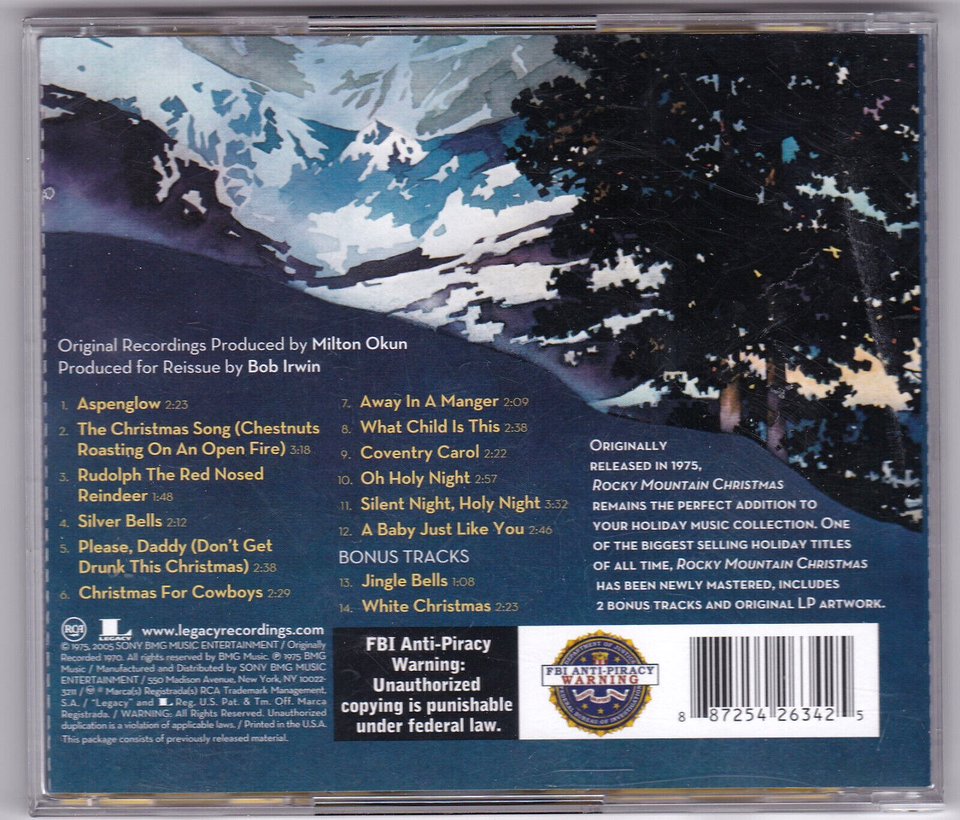 JOHN DENVER, ROCKY MOUNTAIN CHRISTMAS, LEGACY EDITION REISSUE CD 2005 ...