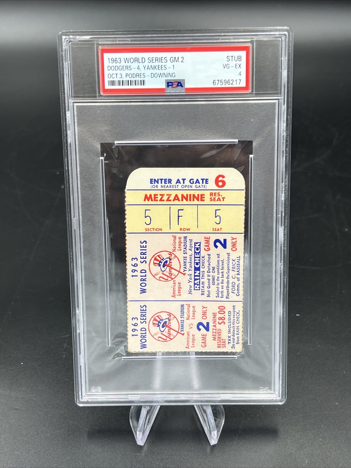 1963 WORLD SERIES TICKET STUB GAME 2 YANKEES VS. DODGERS PODRES ...