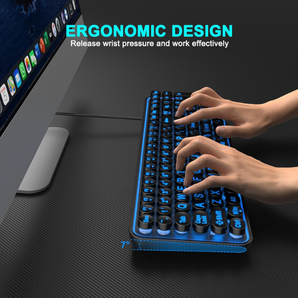 Large Print Backlit Keyboard, Wired USB Lighted Computer Keyboard with ...