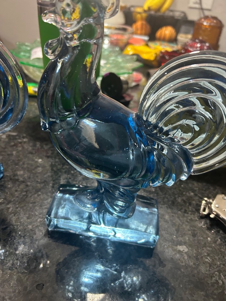 TWO PADEN CITY BLUE BARNYARD ROOSTERS | eBay