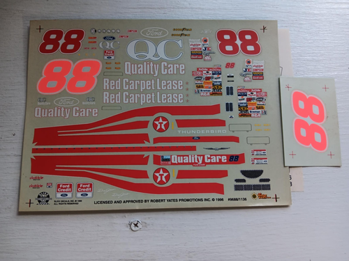 Number 88 quality care Nascar model car decal sheet by SLIXX FREE ...