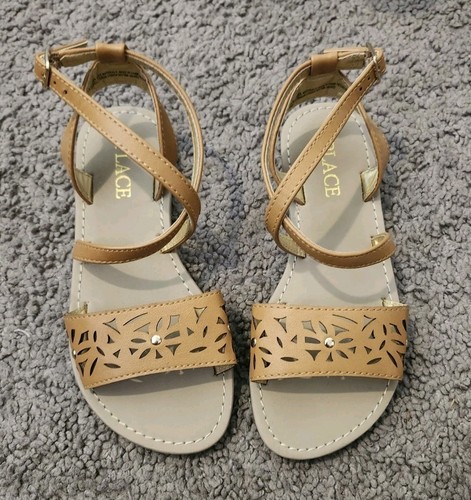 Childrens Place Girls Sandals Size 13 Strappy Brown Tan Buckles Shoes ...