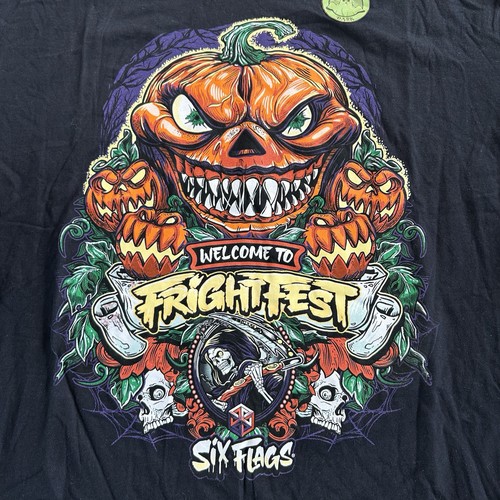 Six Flags Fright Fest Haunted Harvest T-Shirt Size 2XL Pumpkin Glows ...