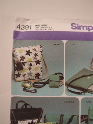 Simplicity 4391 Bags and Accessories One Size Sewing Pattern FF UNCUT ...