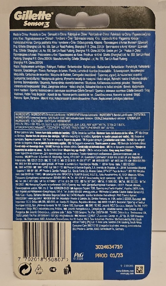 Gillette Sensor 3 / Excel Razor Handle + 6 blades any sensor blade fits ...