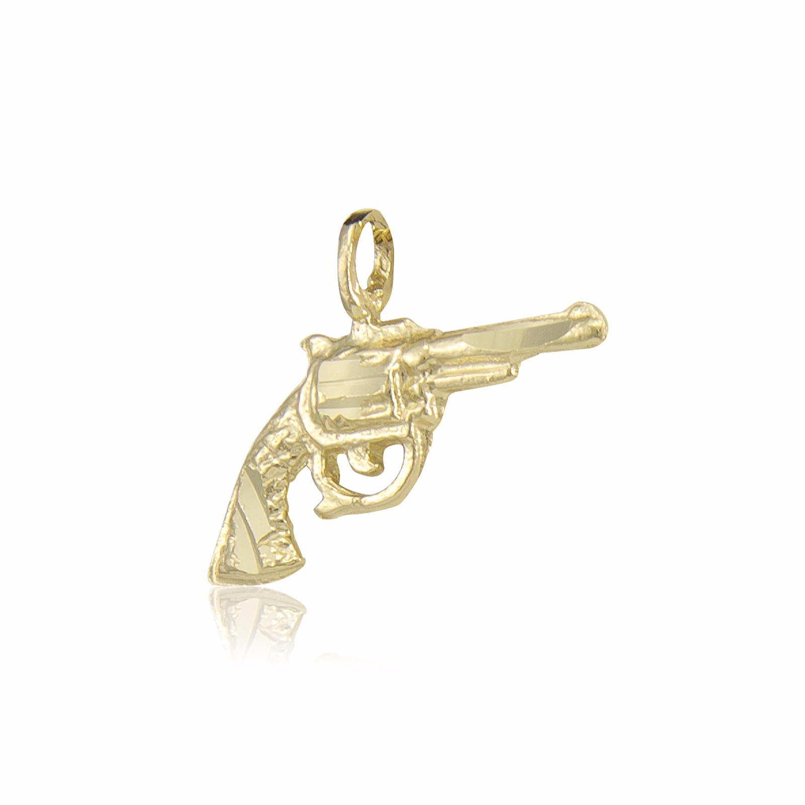 14K Solid Yellow Gold Revolver Gun Pendant - Handgun Pistol Necklace ...