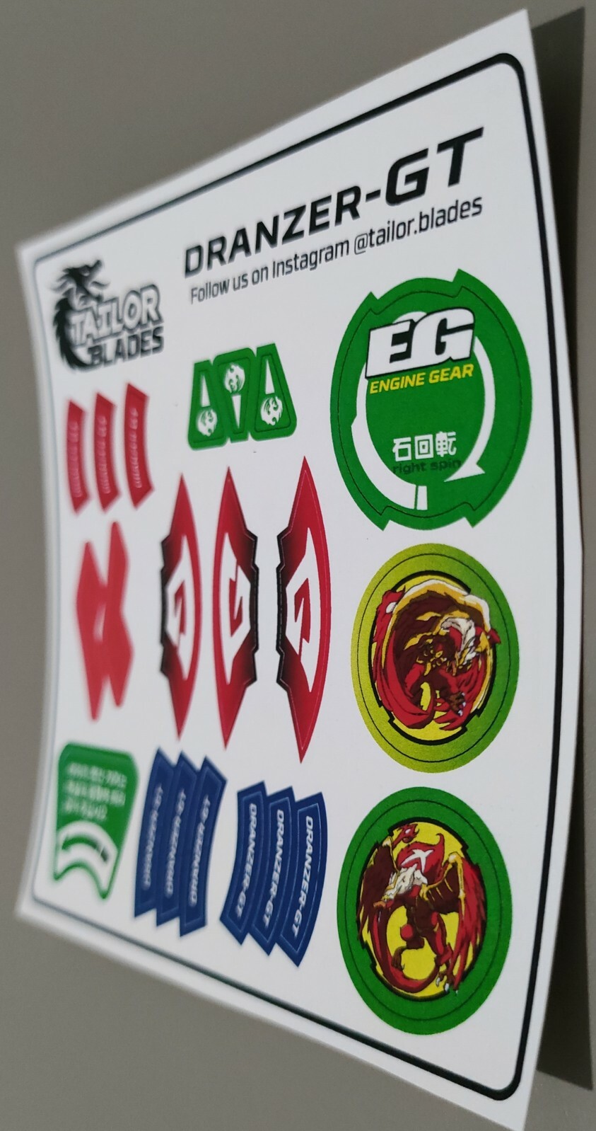 Beyblade Dranzer GT Standard Stickers Precut Redesigned Sticker Sheet ...