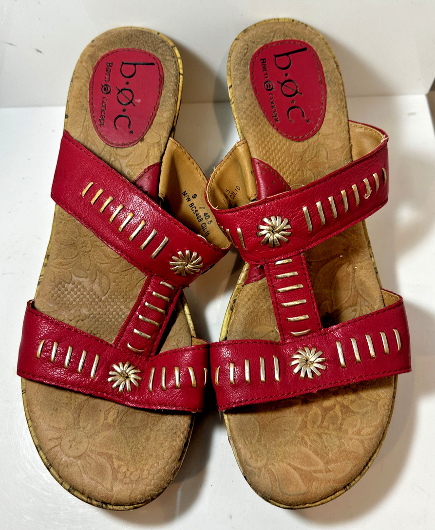 Womens Born o Concept BOC Red Gold Handmade Leather S… - Gem