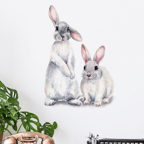 Waterproof Painted Rabbit Wall Decals Removable Bunny Wallpaper ...