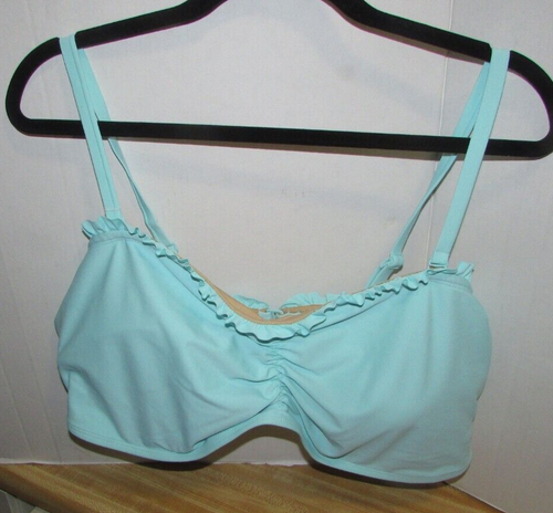 Old Navy Blue Ruffled Ruched Bikini Swimsuit Top Removeable Padded Cups ...