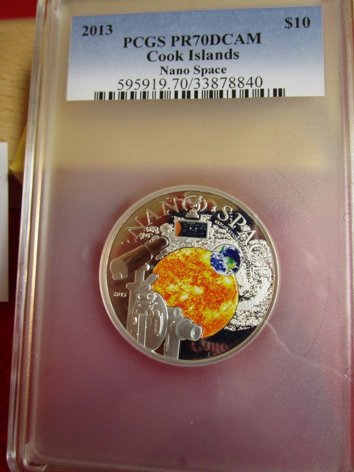2013 $10 Cook Islands Nano Space PCGS NGC PR70 Silver Coin w/ Nano Chip ...