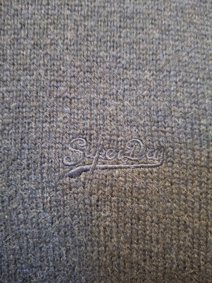 BNWT Men's SUPERDRY Navy Blue Wool Blend 1/4 Zip Knit Henley Jumper UK ...