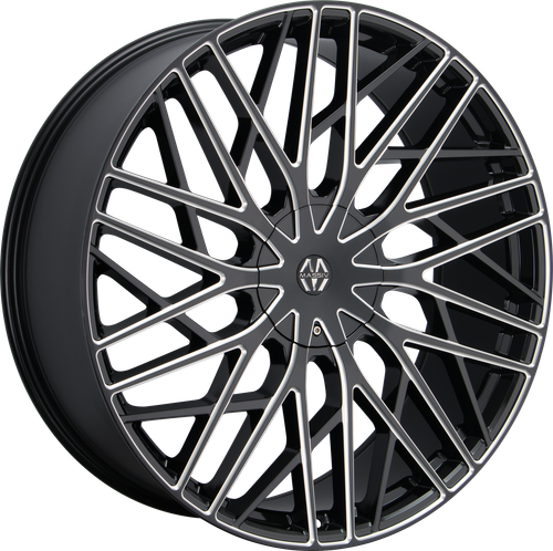 (Set-4) Massiv 925 Executive 22x9 5X115/5X120 15mm Black Wheels Rims 22 ...
