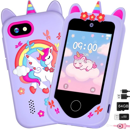 Kids Smart Phone for Girls, Touchscreen, 64GB Card Birthday Gifts for ...