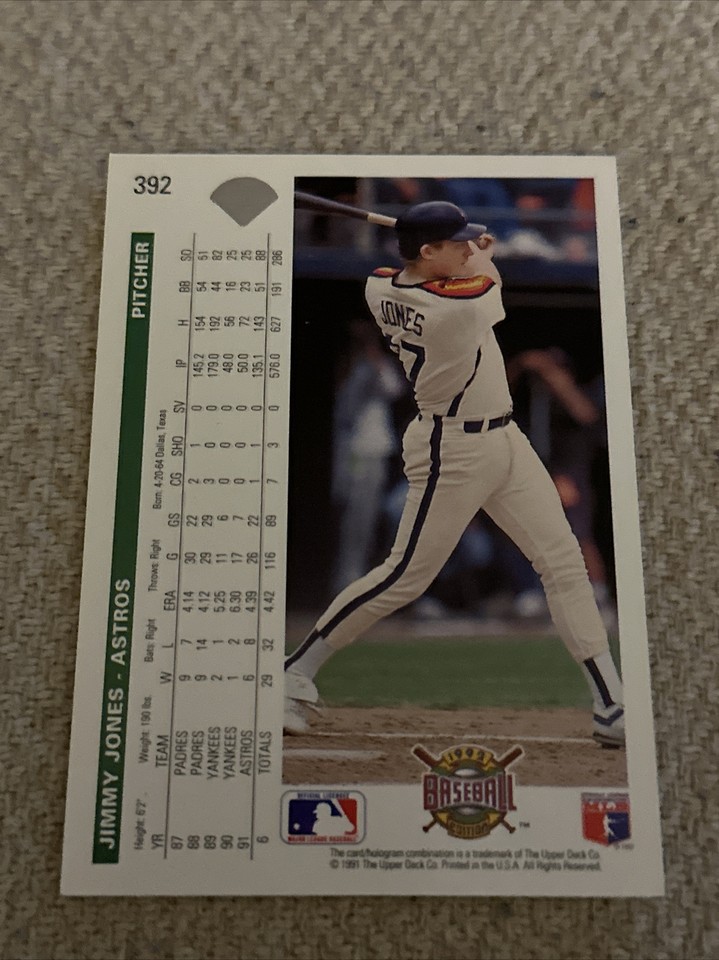 1992 Upper Deck Jimmy Jones Baseball Card #392 Astros | eBay