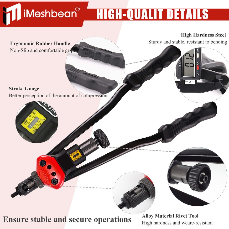 Rivet Gun Kit Rivnut Thread Setting Tool Nut Setter NutSert Metric SAE ...