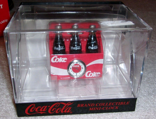 VINTAGE COCA COLA 6 PACK MINI CLOCK BATTERY OP IN ORIG DISPLAY BOX 1999 ...