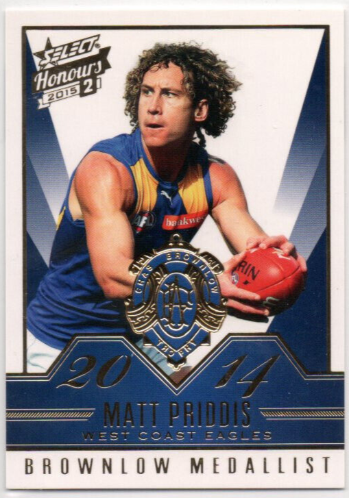 2015 AFL SELECT BROWNLOW GALLERY (2013) - BG100 Matt PRIDDIS (WEST ...