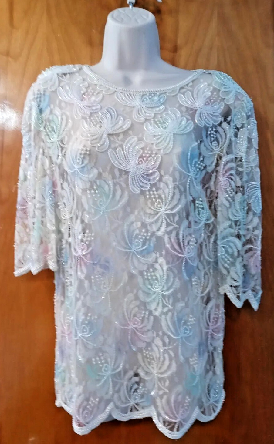 Vintage Pastel Beaded And Sheer Top Party Costume Spe… - Gem