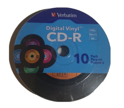 Verbatim Digital Vinyl 80-Min/700MB 10pk cd-r new audio discs ...