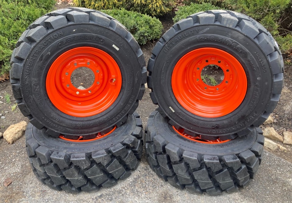 4 HD 12-16.5 Skid Steer Tires/Wheels/Rims for Bobcat & more-12X16.5 ...