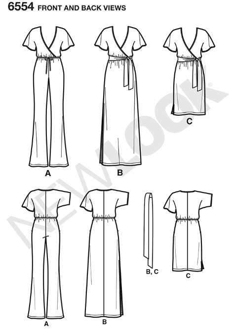 New Look Sewing Pattern 6554 Uncut Faux Wrap Dress Jumpsuit Womens 6 to ...