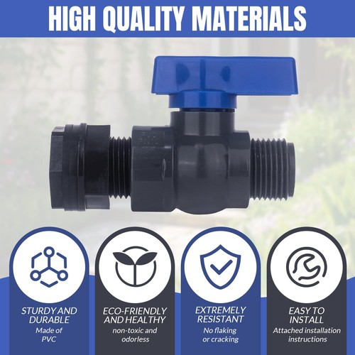 PVC Rain Barrel Spigot Kit 2 Pack 3/4 GHT Garden Hose Shut Off Valve ...