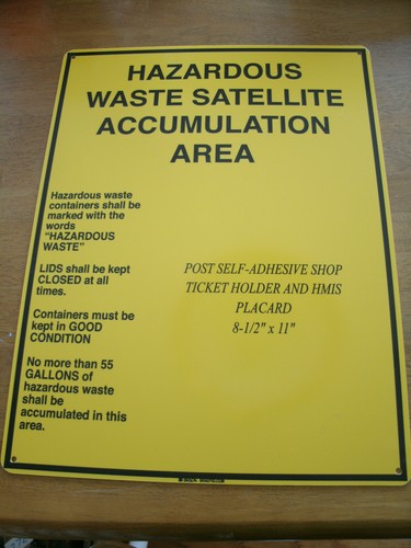 HAZARDOUS WASTE ACCUMULATION AREA Safety Yellow Sign OSHA | eBay