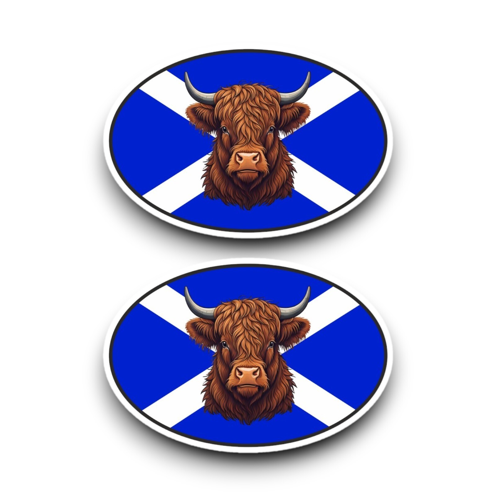 2x Small Highland Cow With Scotland Scottish Flag Oval Vinyl Sticker ...