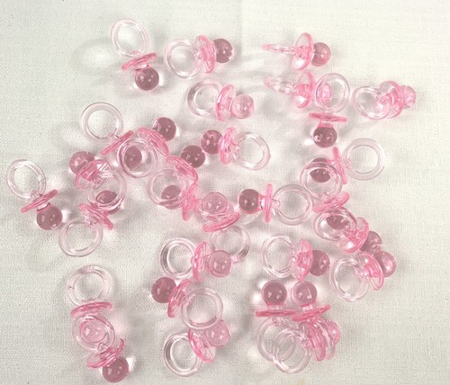 30 Mini Pacifiers Baby Shower Favors Pink Clear Party Decorations Girl ...