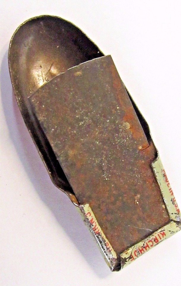 1930's PETERS WEATHERBIRD SHOES yellow advertising tin clicker premium ...