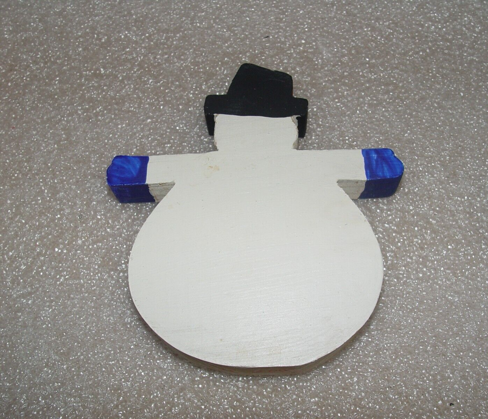 Vintage 2000 Wood Snowman Figure Desk Mantle Table Decor Shelf Sitter ...