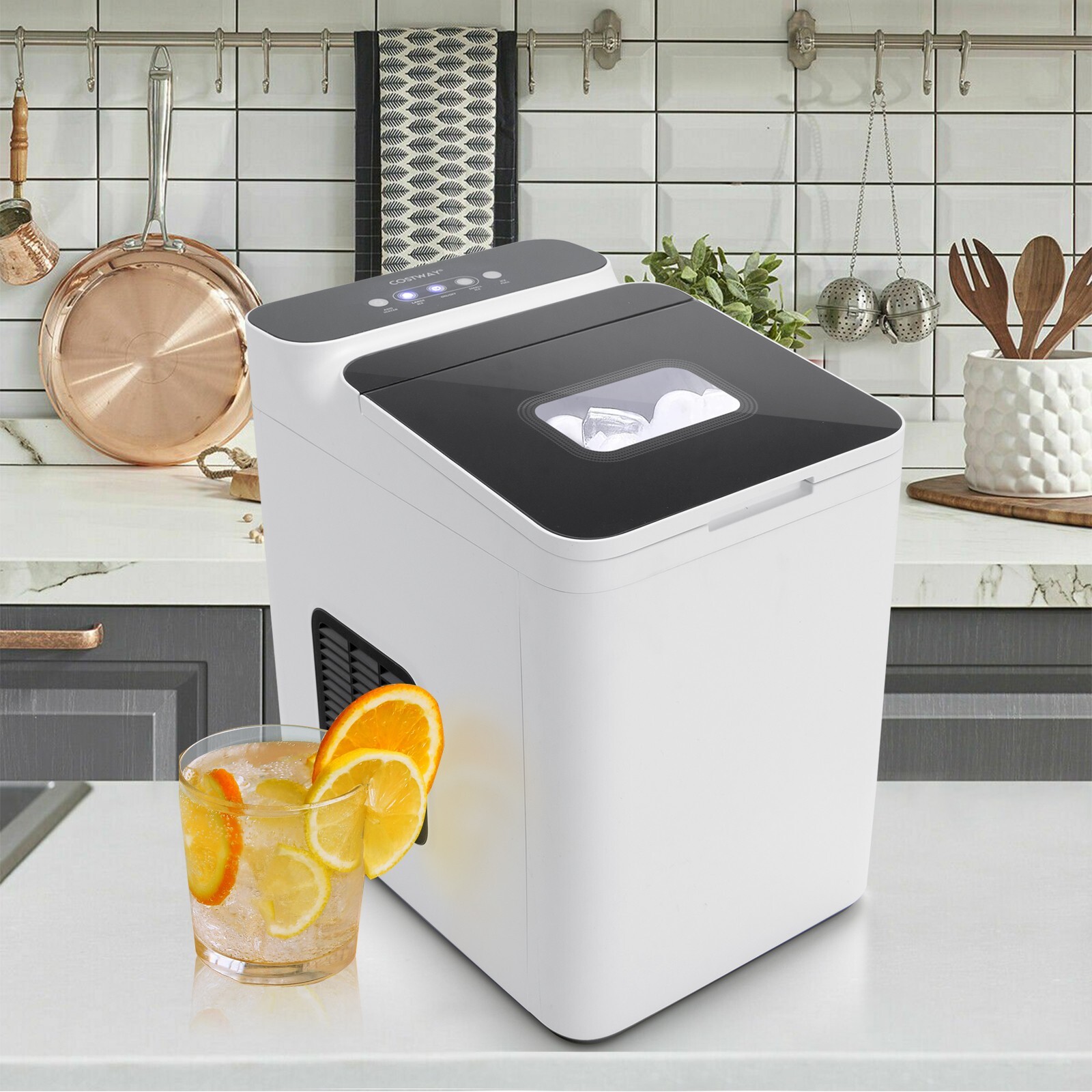 Electric Ice Maker Machine Self-Cleaning Ice Cube Maker W/ Ice Scoop ...