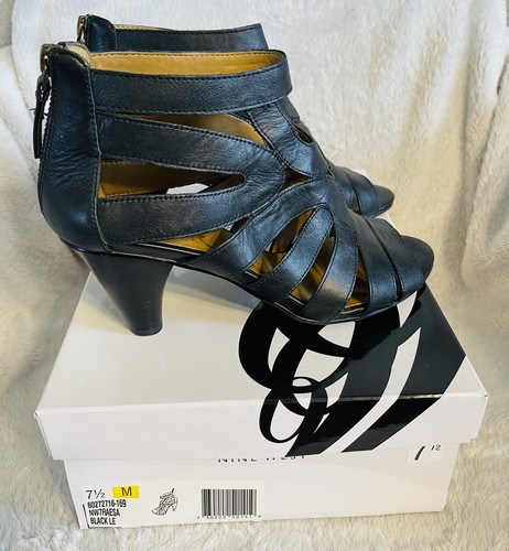 Nine West Women’s Black Strap Heels Zip Up Back size 7 1/2 M | eBay