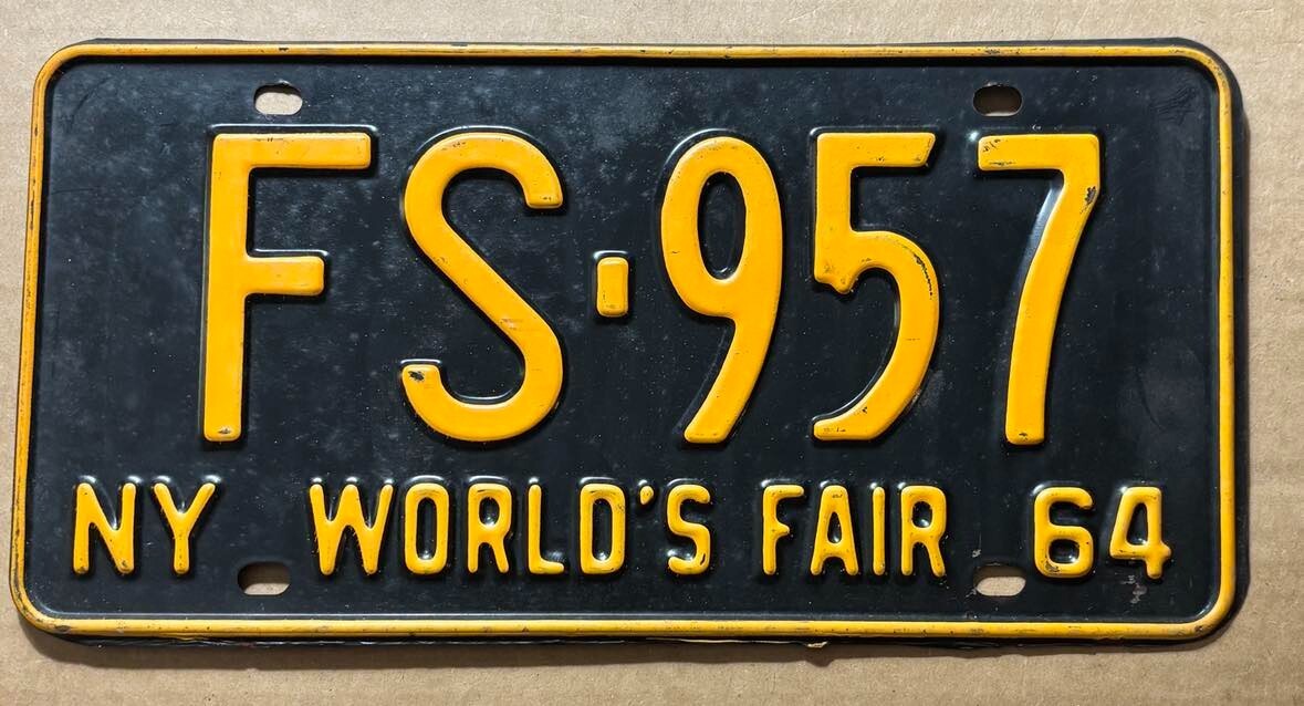 New York 1964 WORLD'S FAIR License Plate # FS-957 | eBay